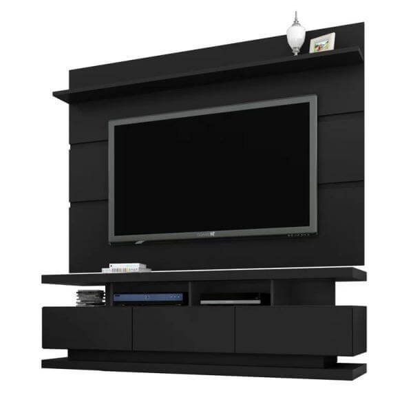 Rack com Painel Vivare New para Tv 72 Polegadas Germai Móveis Cor Preto ...