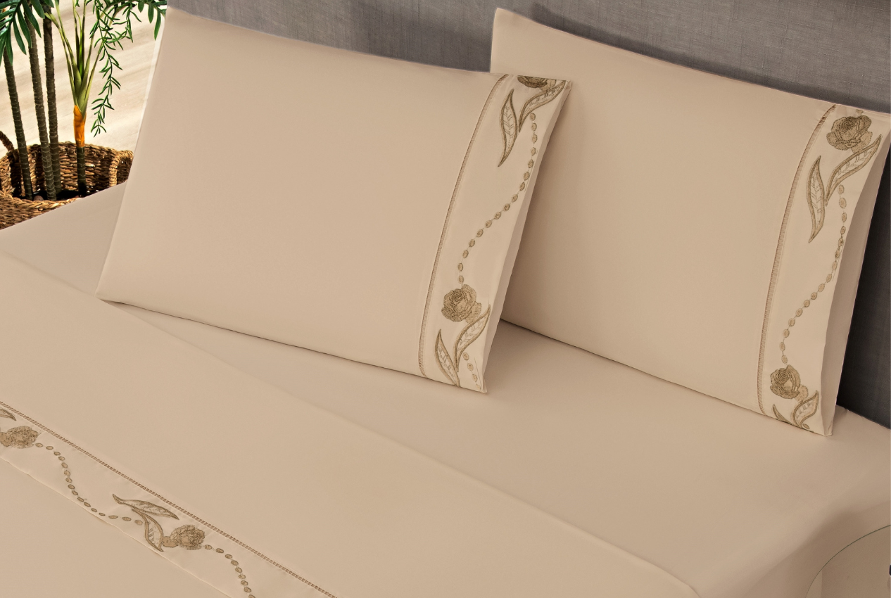 jogo de lençol imperial padrão 4 peças jogo de cama com detalhe bordado ...