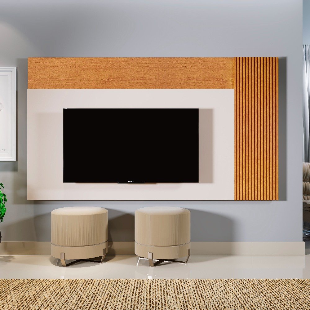Painel Arezzo 1,80m Naturalle Off White - Mavaular | MadeiraMadeira
