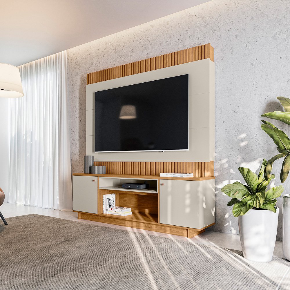 Estante Home Barretos para TV 75'' Nature/Off White - Linea ...