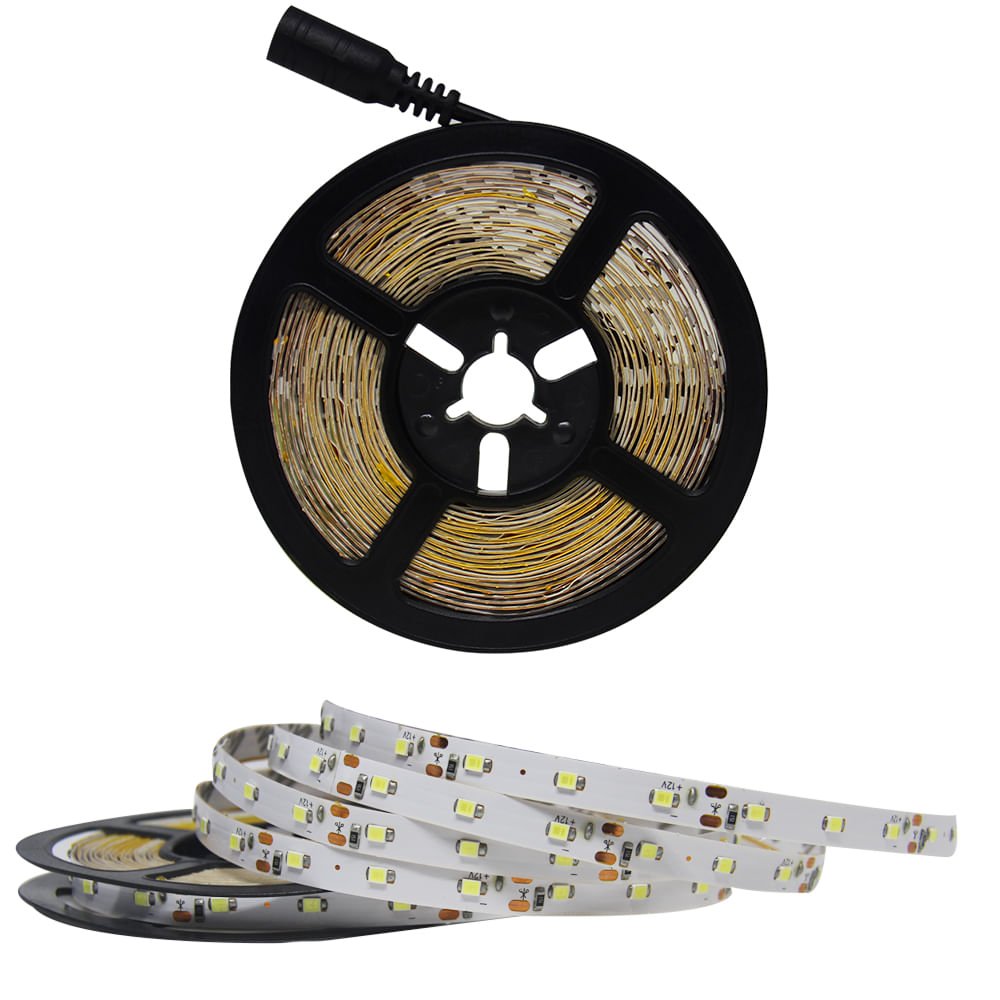 Fita Led 2835 Rolo De 5m Iluminação Luz 60 Leds/m Branco Frio ...