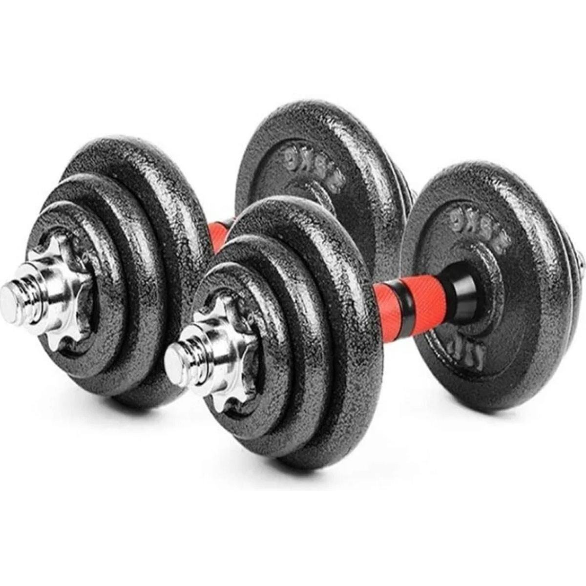 Maleta De Halter 20Kg Ajustável Dumbbell Com Barra Exercício ...