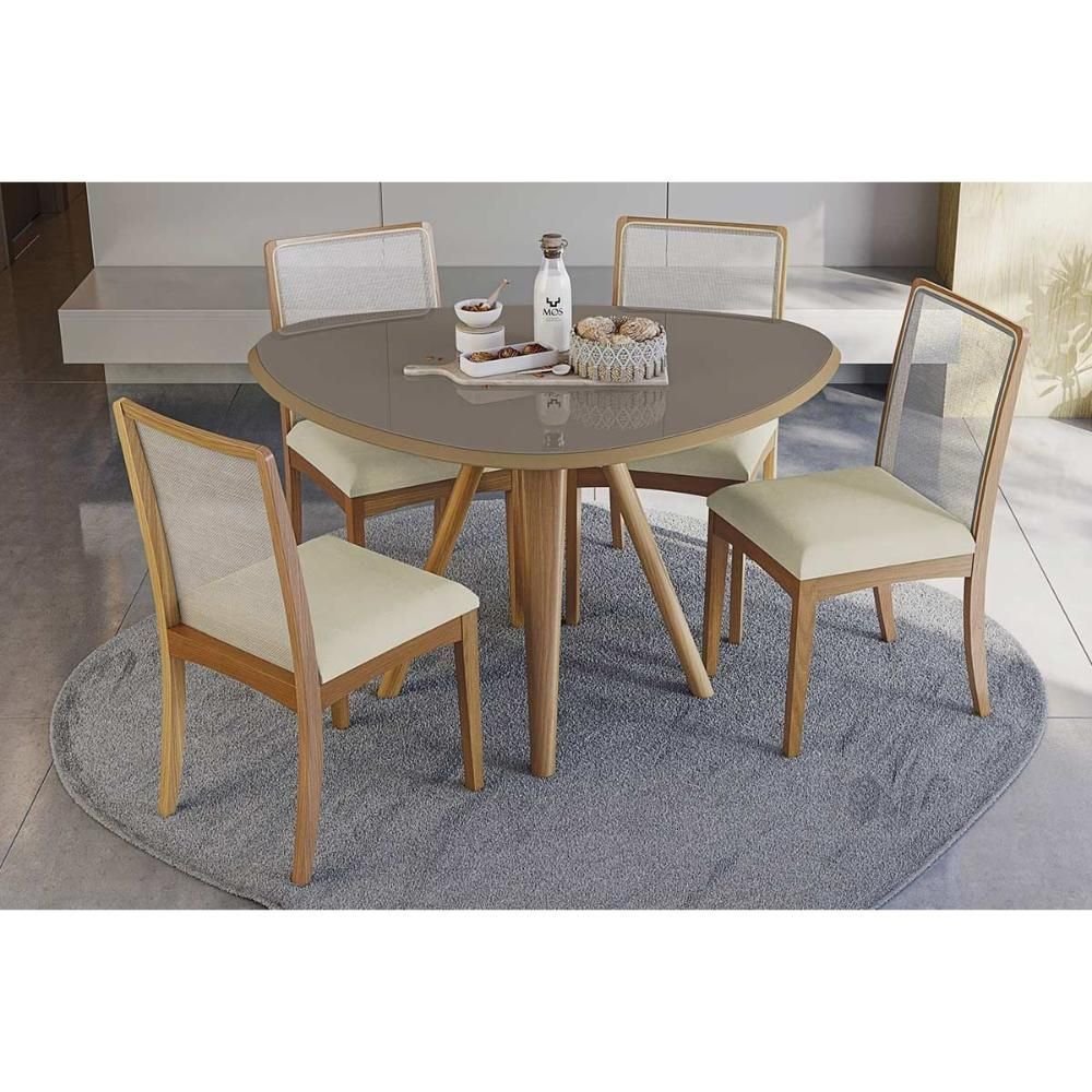 Conjunto Sala de Jantar Duna Premium Madeira Maciça C/ Tampo Madeirado ...