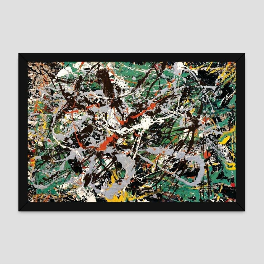 Quadro Pollock Viii Vinil Moldura Preta 30X20Cm | MadeiraMadeira