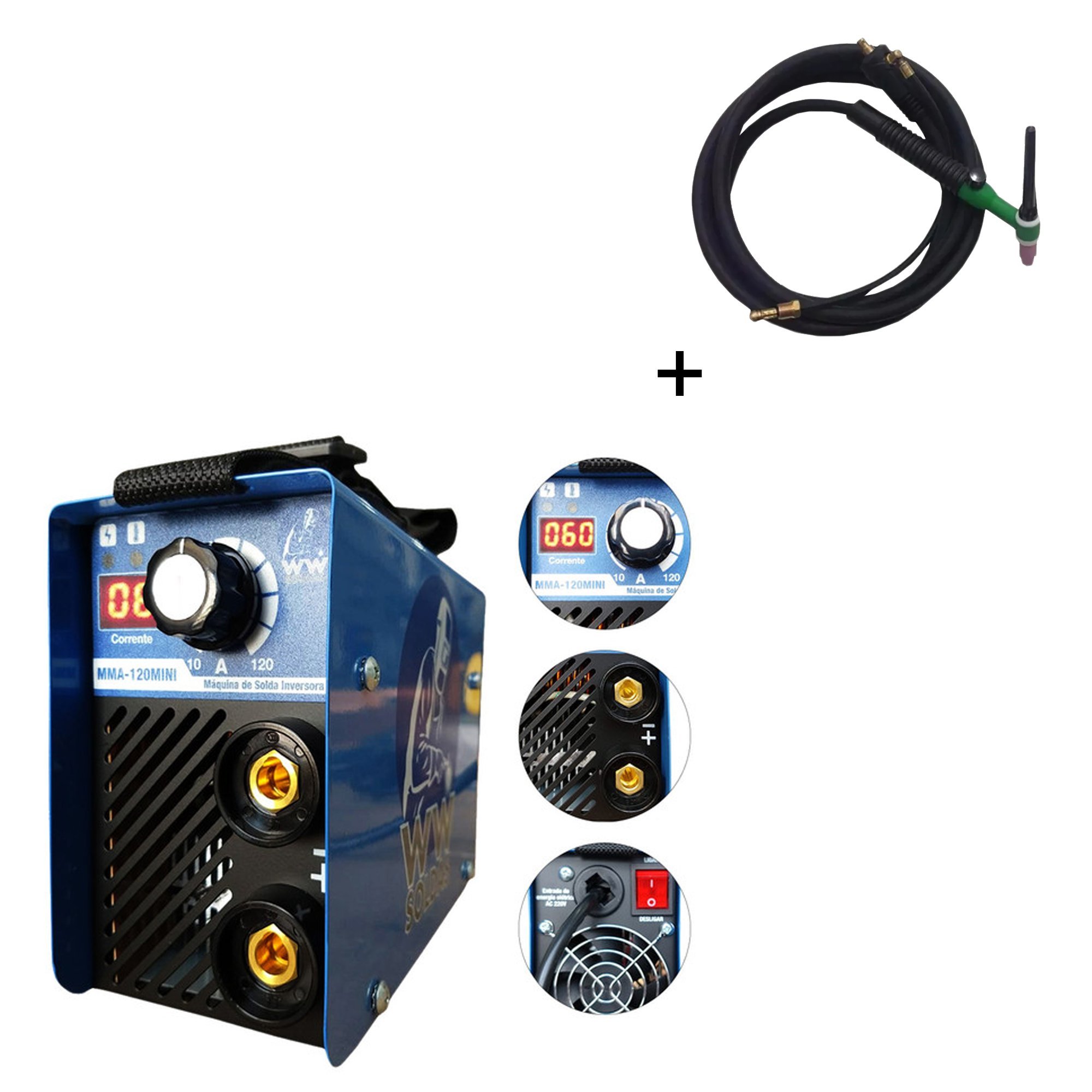 INVERSORA DE SOLDA MINI 120AMP DIGITAL + TOCHA TIG VALVULADA ...