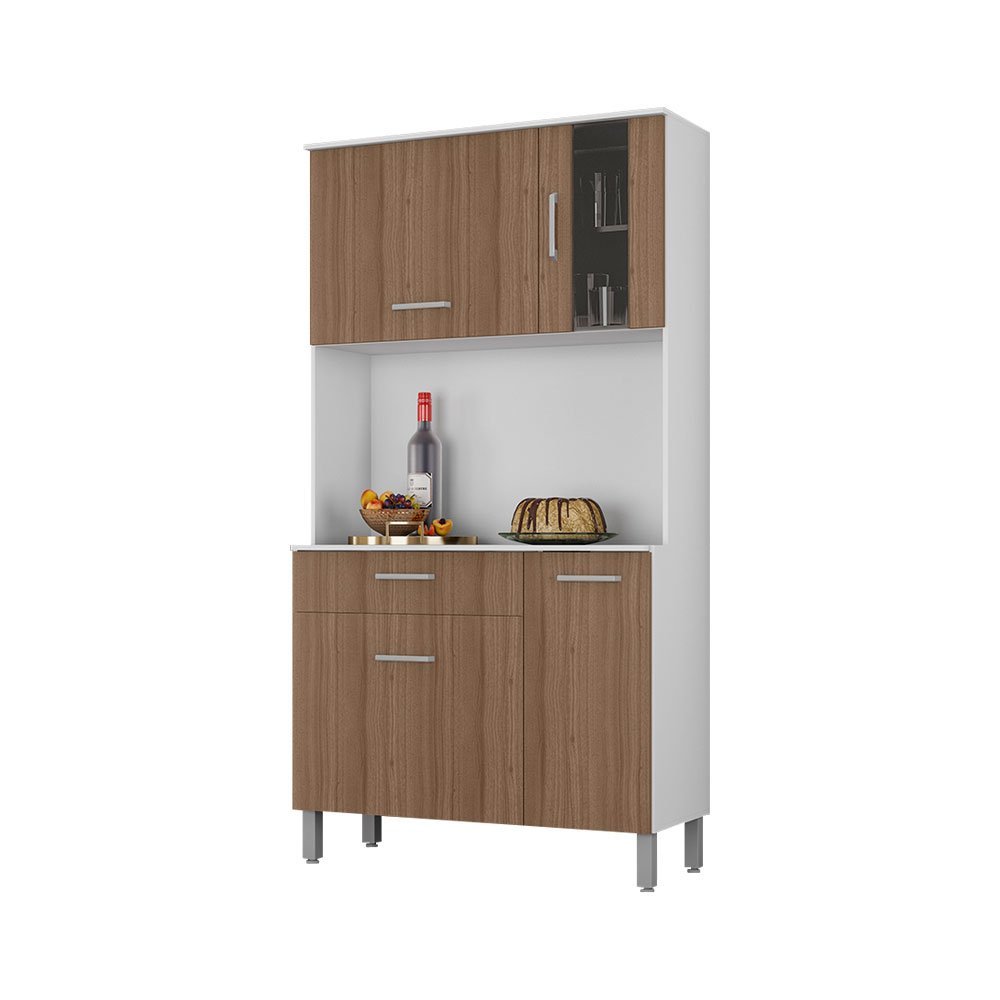 Armario de Cozinha Kit Viena Plus 910 4 Portas 1 Gaveta Branco/montana | MadeiraMadeira