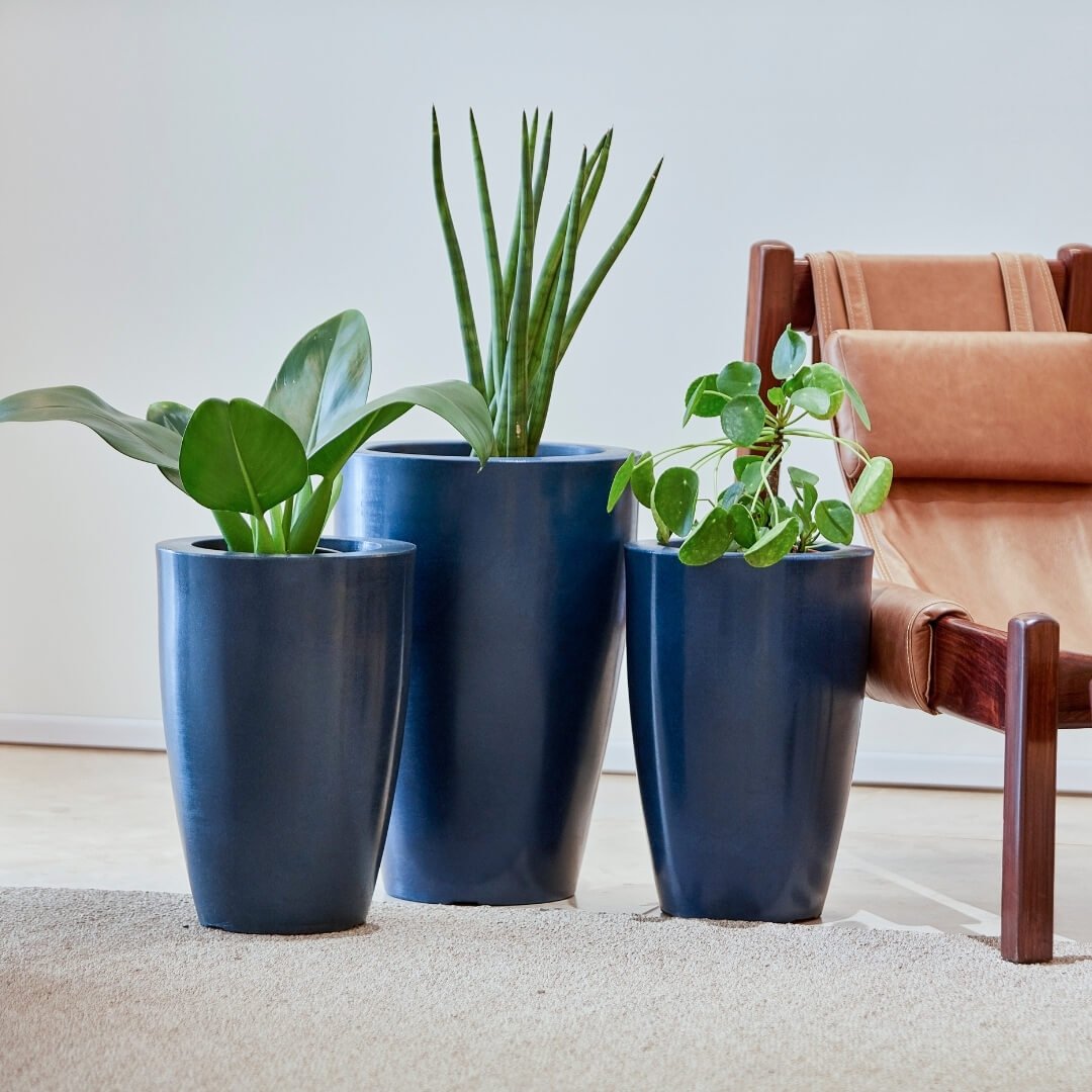 Kit de 3 vasos para Plantas Jardim Varanda Cone Liso Azul Macaúba ...