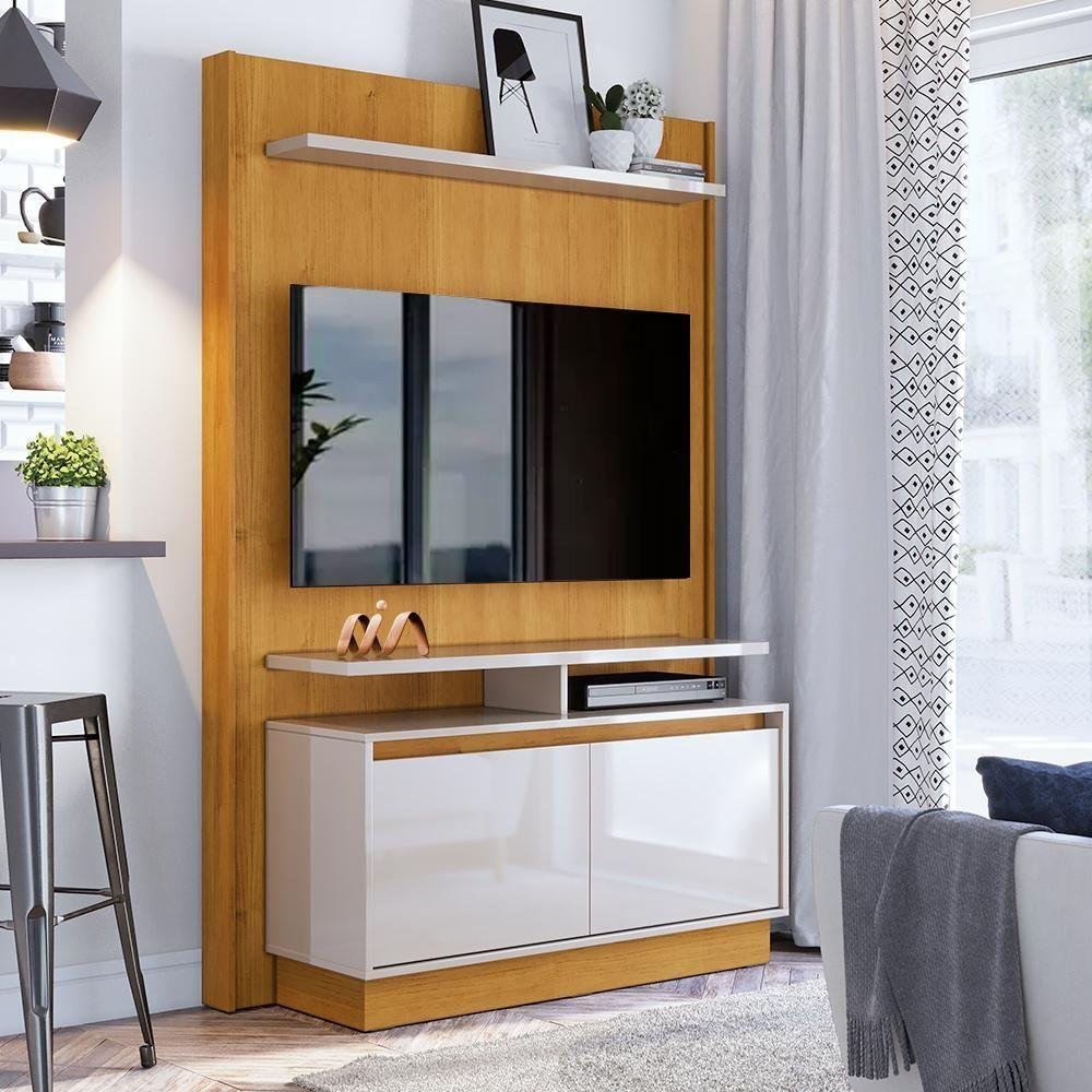 Estante Home para Tv até 50 Polegadas Compacto Nature Off White Fit Imcal | MadeiraMadeira
