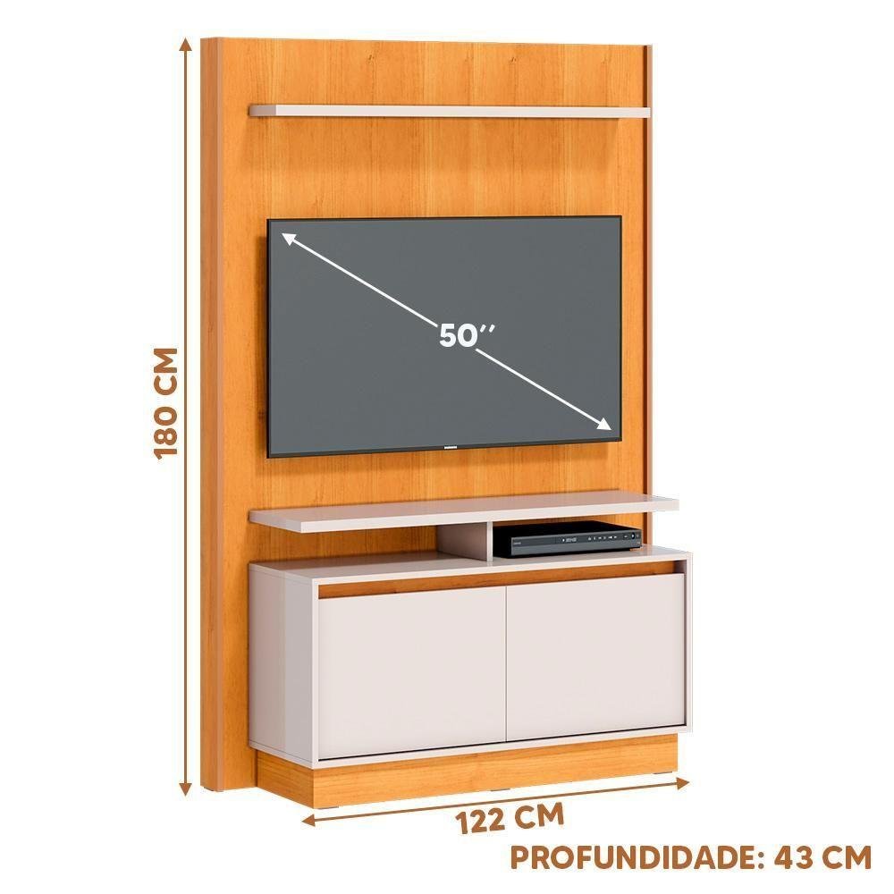 Estante Home para Tv até 50 Polegadas Compacto Nature Off White Fit Imcal | MadeiraMadeira