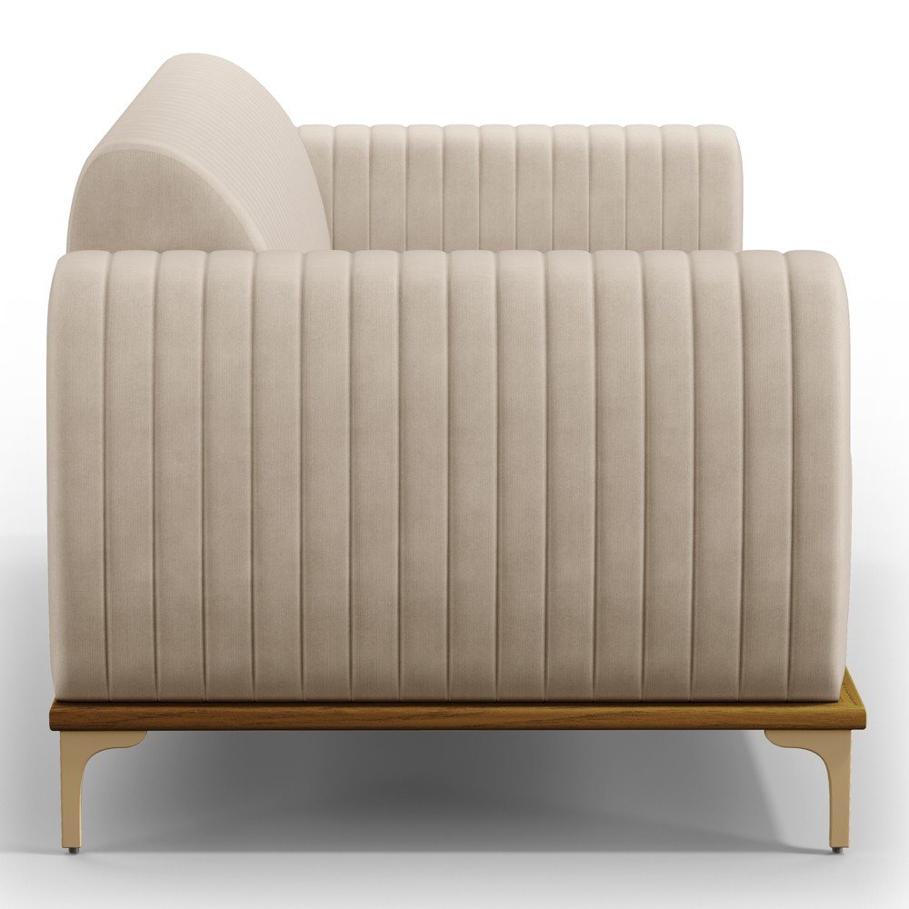 Sofá 150cm 2 Lugares Base Gold Molino D06 Suede C-309 Bege - Mpozenato ...
