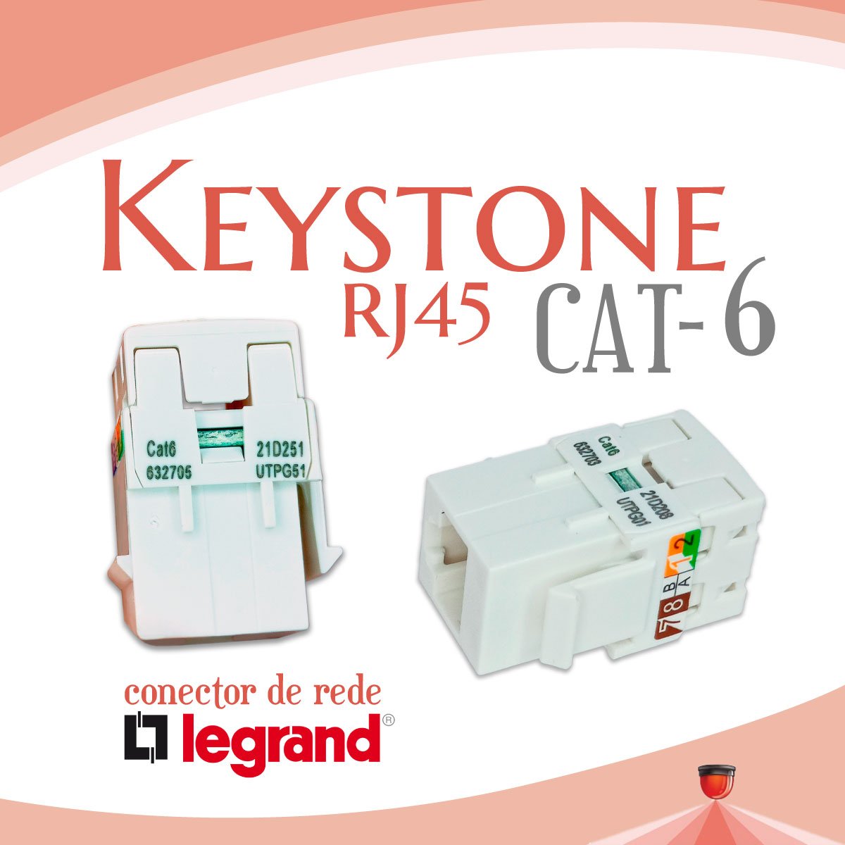 Conexão Cabo De Rede Keystone RJ45 Cat6 Legrand | MadeiraMadeira