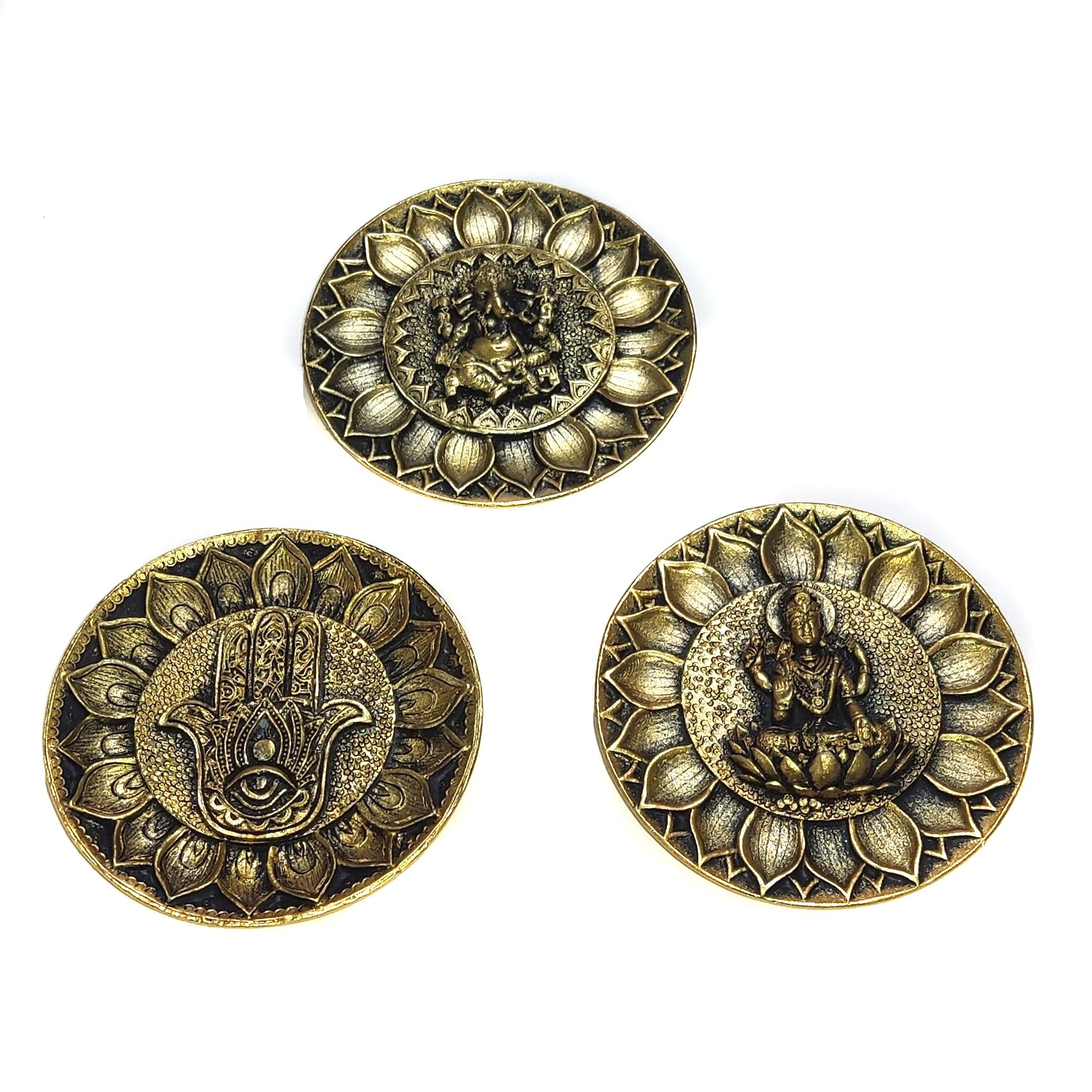 Kit 3 Porta Incenso Incensário Resina Buda Hindu Ganesha Ham ...