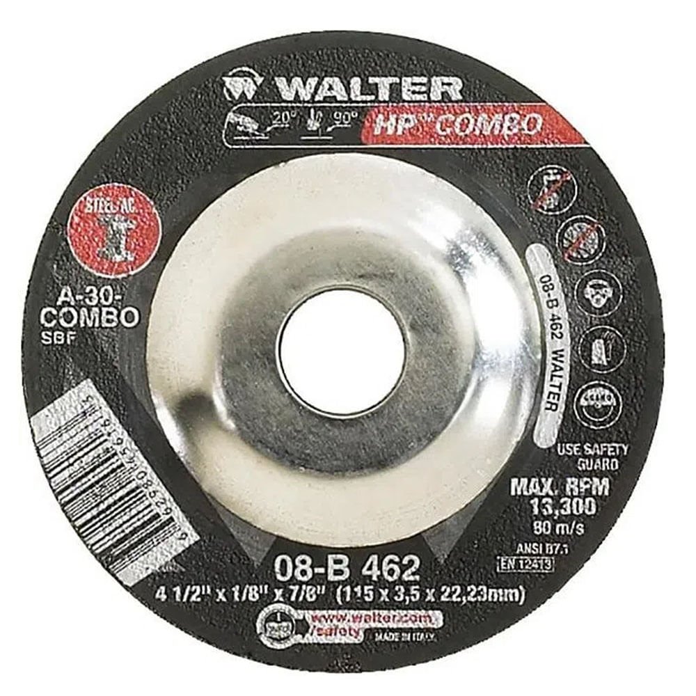Disco De Corte e Desbaste 4.1/2X1/8X7/8" Walter 08B462 08B462 ...