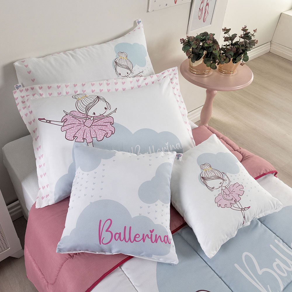 Kit Edredom Juvenil 5 Peças Hipercal 400 Fios Dupla Face Bailarina ...