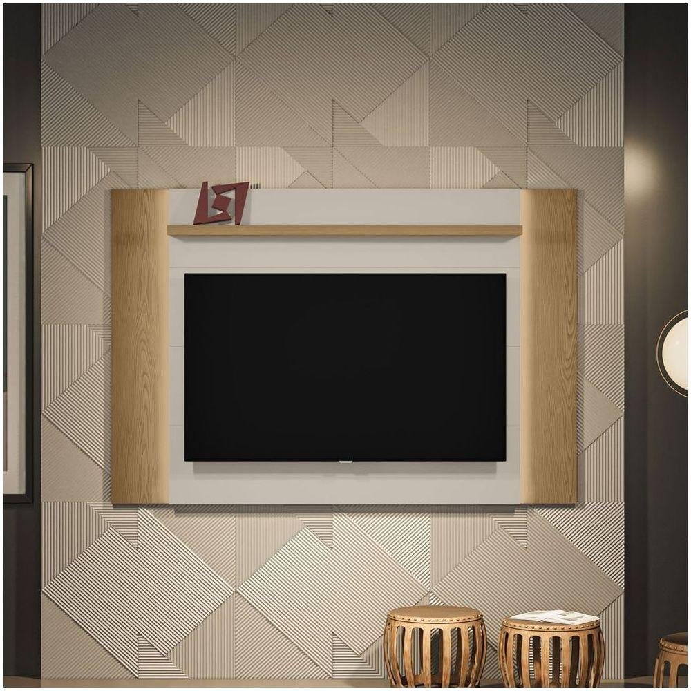 Painel Para Tv De Até 60 " Aurora Com Fita Led Carvalho/off White ...