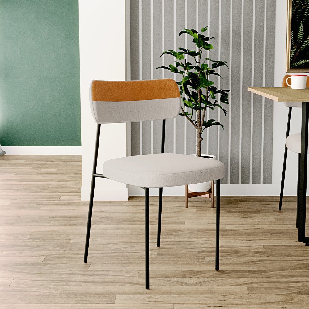 Kit 06 Cadeira Decorativa Estofada para Sala de Jantar Melina L02 Linho ...