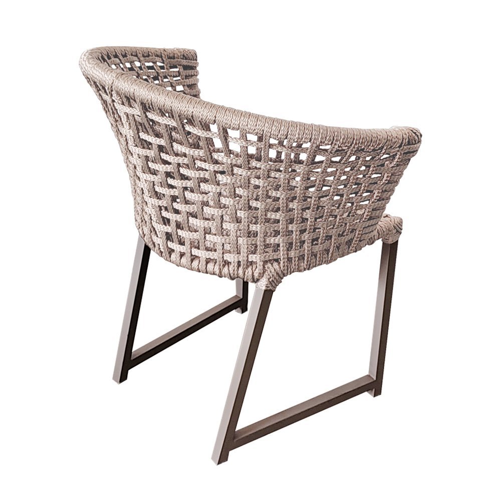 Kit 6 Cadeiras de Jantar Area Externa Salinas em Corda Naútica Base Alumínio Rami - Champanhe ...