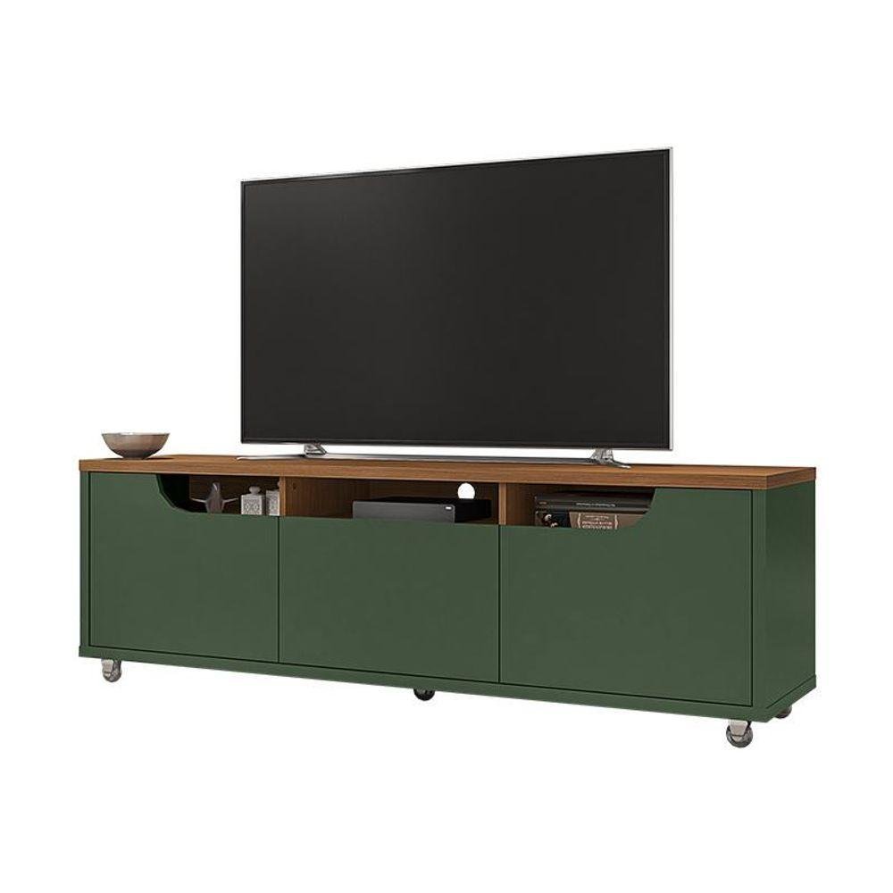 Rack Para Tv Sala 60 Polegadas 3 Gavetas Verde Oliva/Cedro | MadeiraMadeira