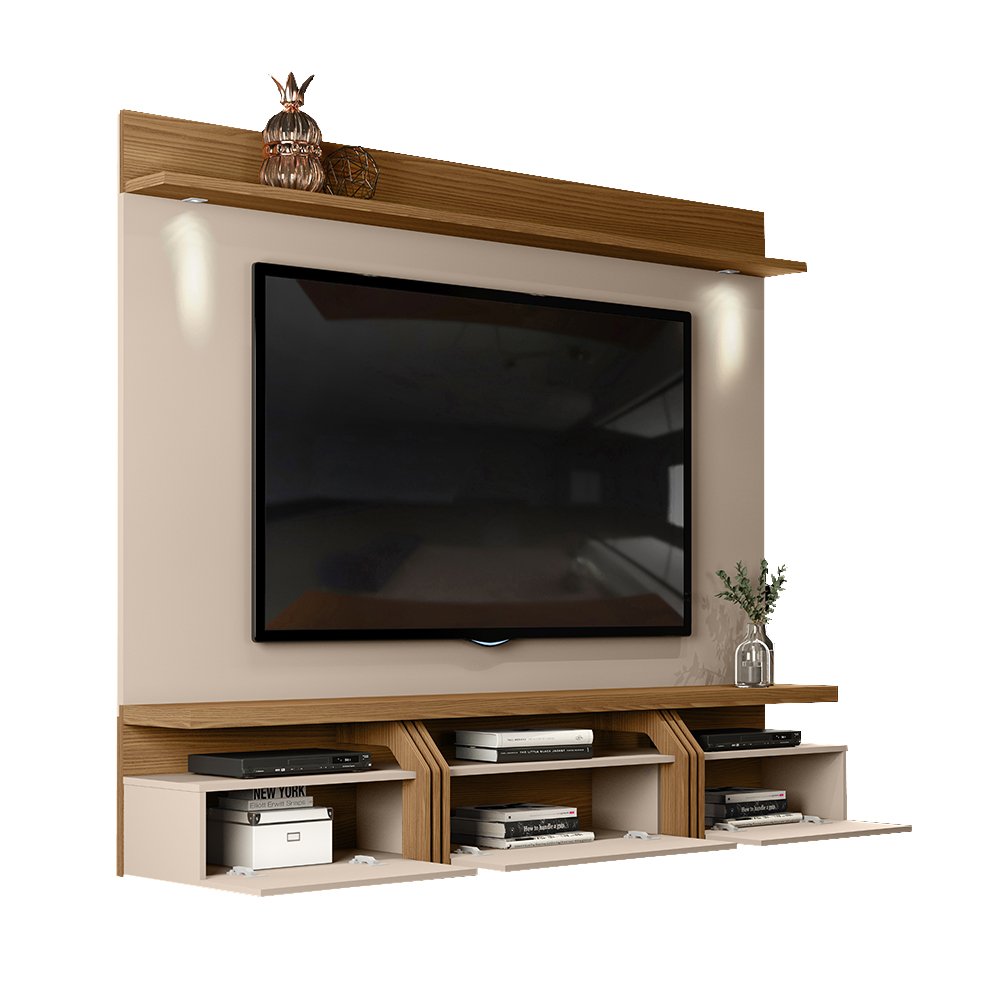 Painel Suspenso Loren para TV até 70 Polegadas Amarula/ Carvalho ...