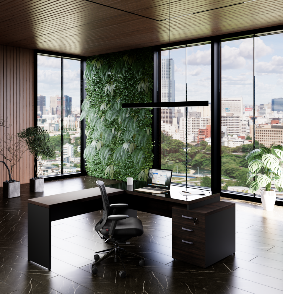 Mesa Diretor Web40 Elegância 1,72x1,60 Vidro - Marsala/Preto ...