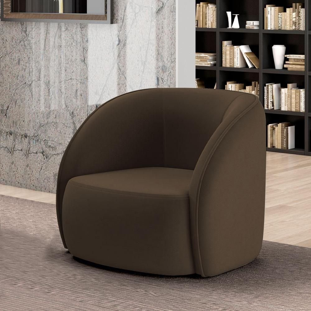 Poltrona Decorativa Sala de Estar Clarke Veludo Marrom G45 - Gran Belo ...
