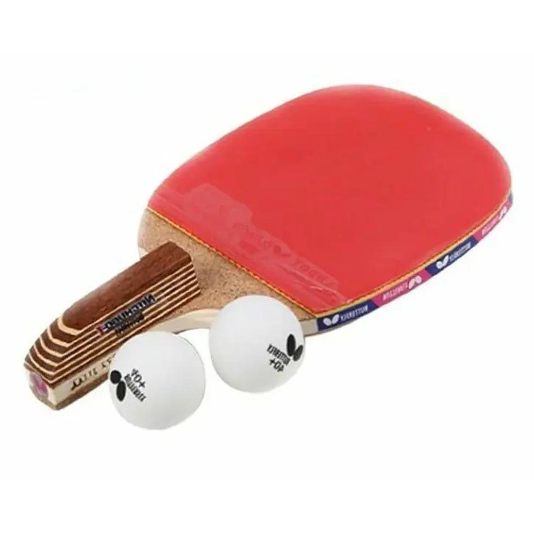 Raquete Tênis de Mesa Caneta Nitchugo-I + 2 Bolas Butterfly Vermelho | MadeiraMadeira