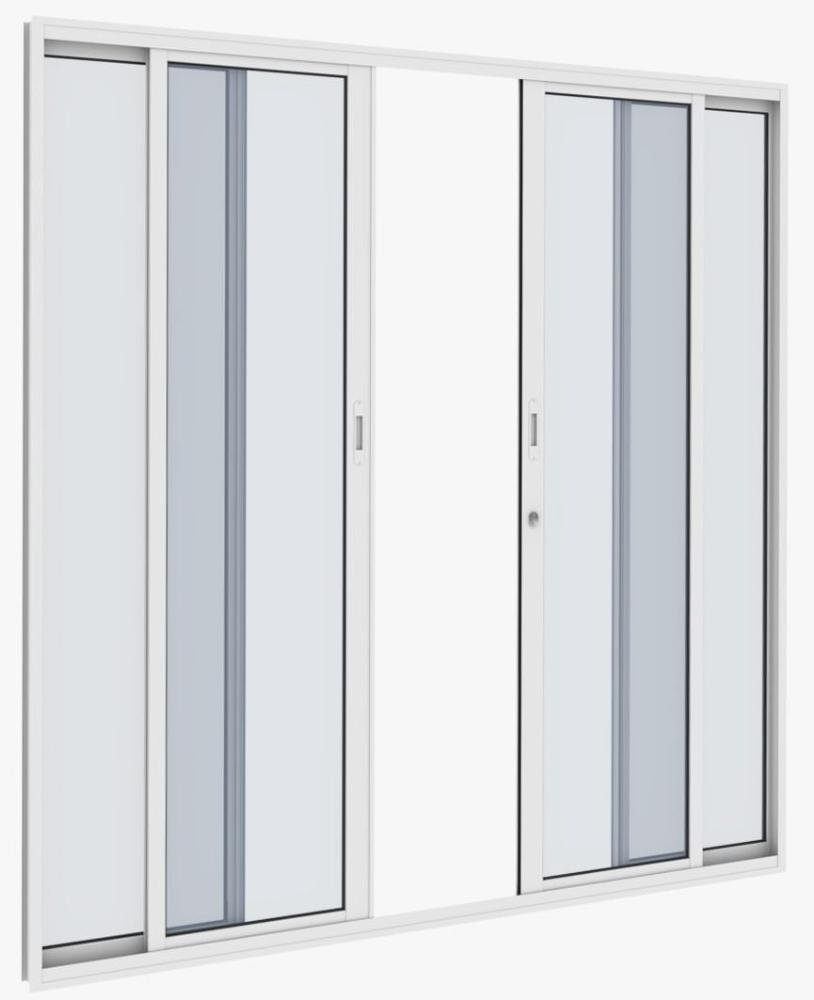 Porta de Alumínio 04 folhas com vidro temperado branca - 210x200 ...