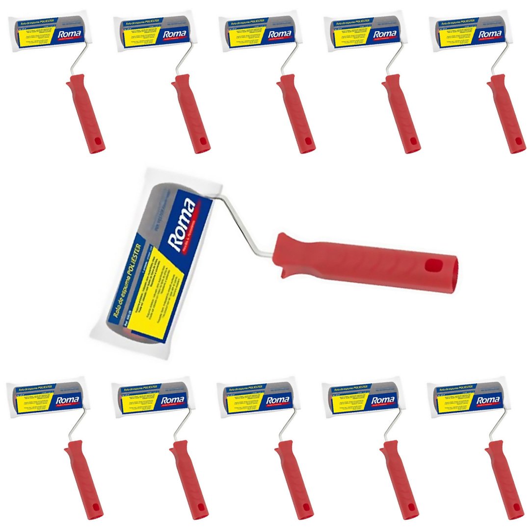 Rolo para Pintura Espuma 9cm com Cabo Roma 10 Unidades | MadeiraMadeira