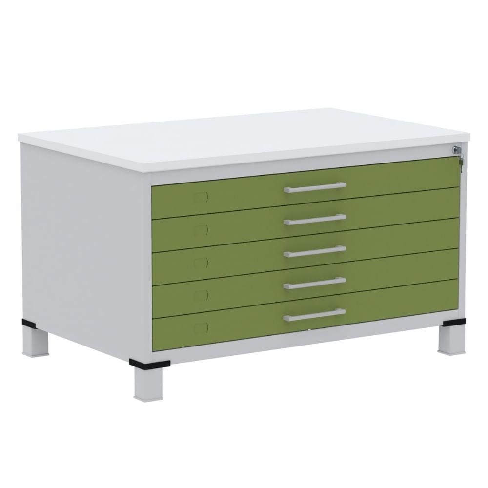 Mapoteca 5 Gavetas Pandin 120 Cm (larg) Inmetro Tampo Mdp Branco ...