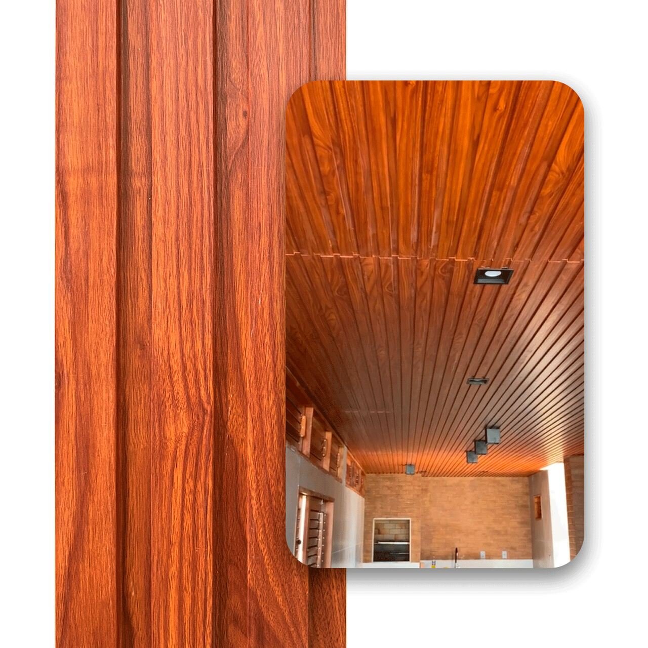 Painel Ripado Wpc Interno Wide Cor: Mogno 2,90m X 16cm (0,46m²) Woopo ...