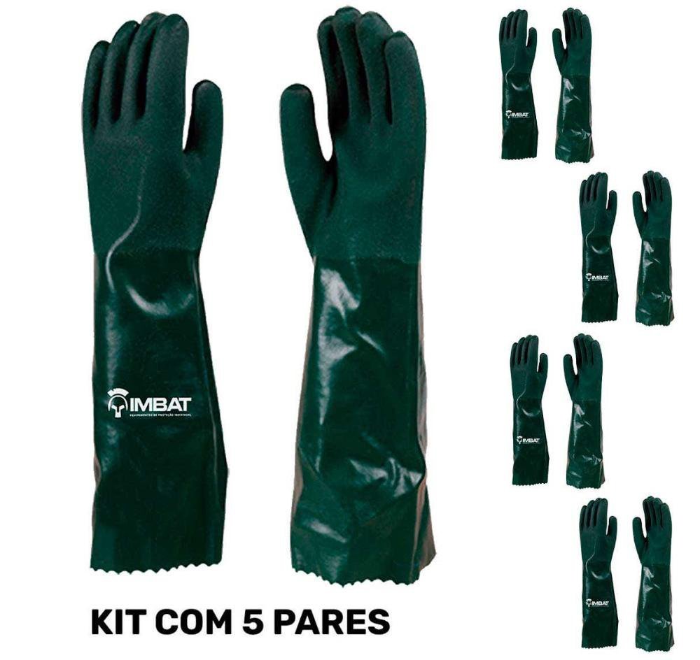 Kit 5 Luvas de PVC Palma Áspera 46CM Verde T9 LV-PVC46-9 IMBAT ...