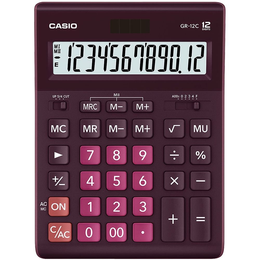 Calculadora Compacta Casio GR-12C WR - Bordo | MadeiraMadeira