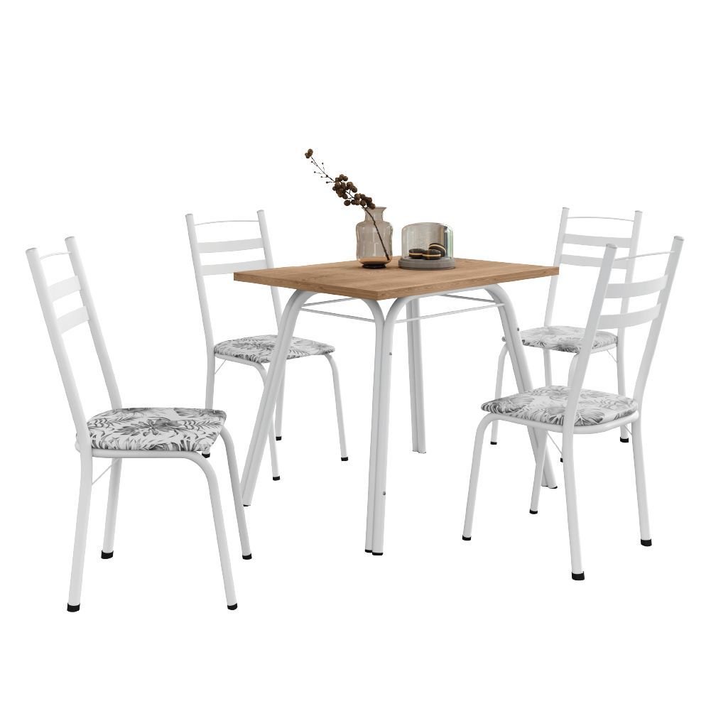 Conjunto de Mesa Sala de Jantar com 4 Cadeiras Tubular Tampo Bp ...