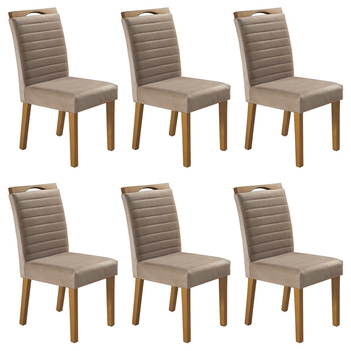 Kit 6 Cadeiras de Jantar Estofadas - Conjunto Dallas | MadeiraMadeira