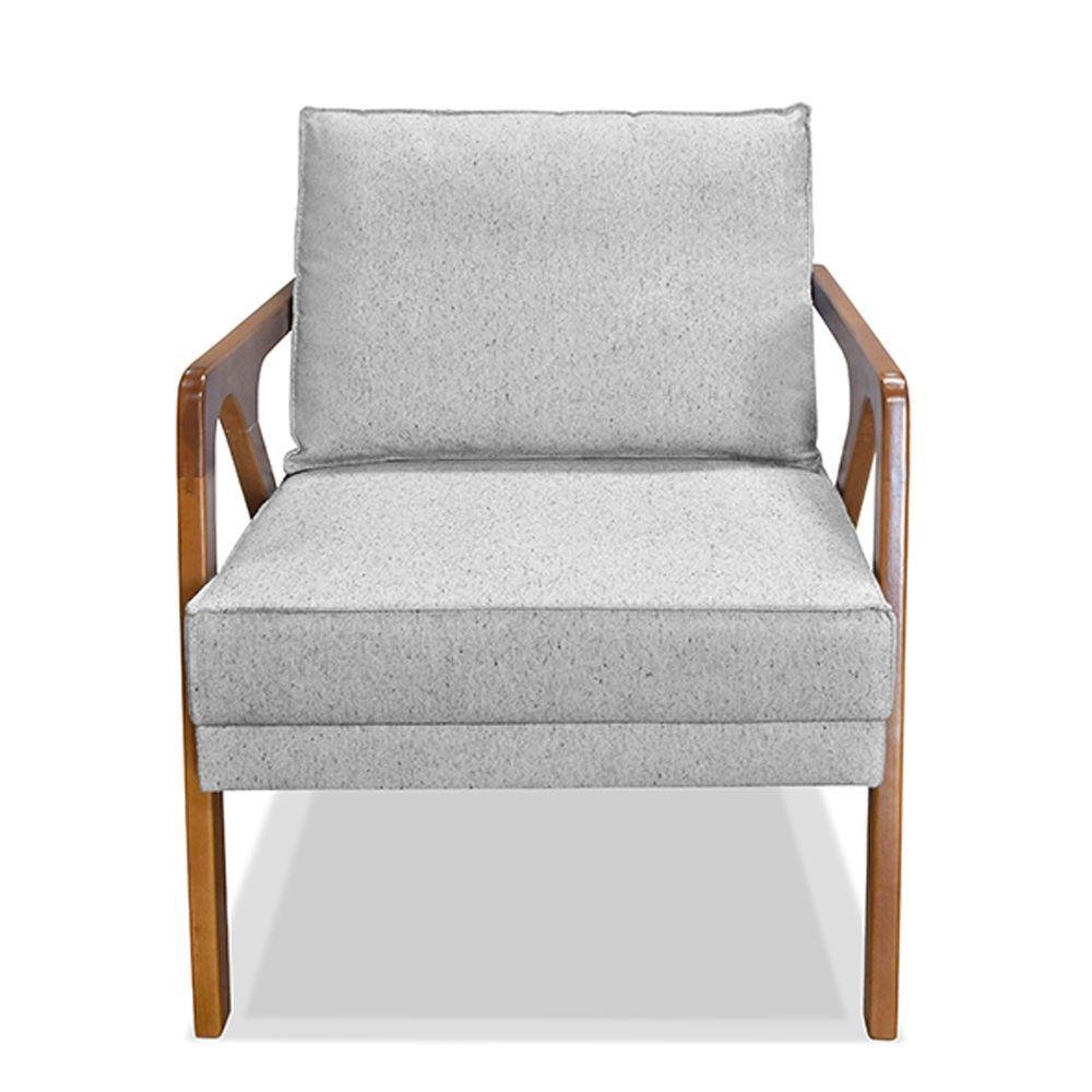 Poltrona Decorativa de Luxo Frida Linho Rústico Grigio | MadeiraMadeira