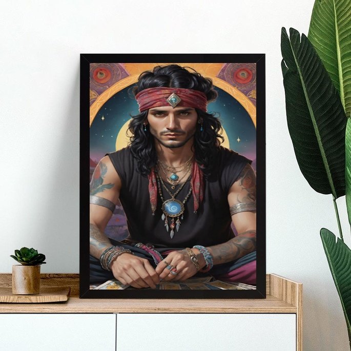 Quadro Decorativo Homem Cigano 33x24cm - com Vidro:moldura Branca ...