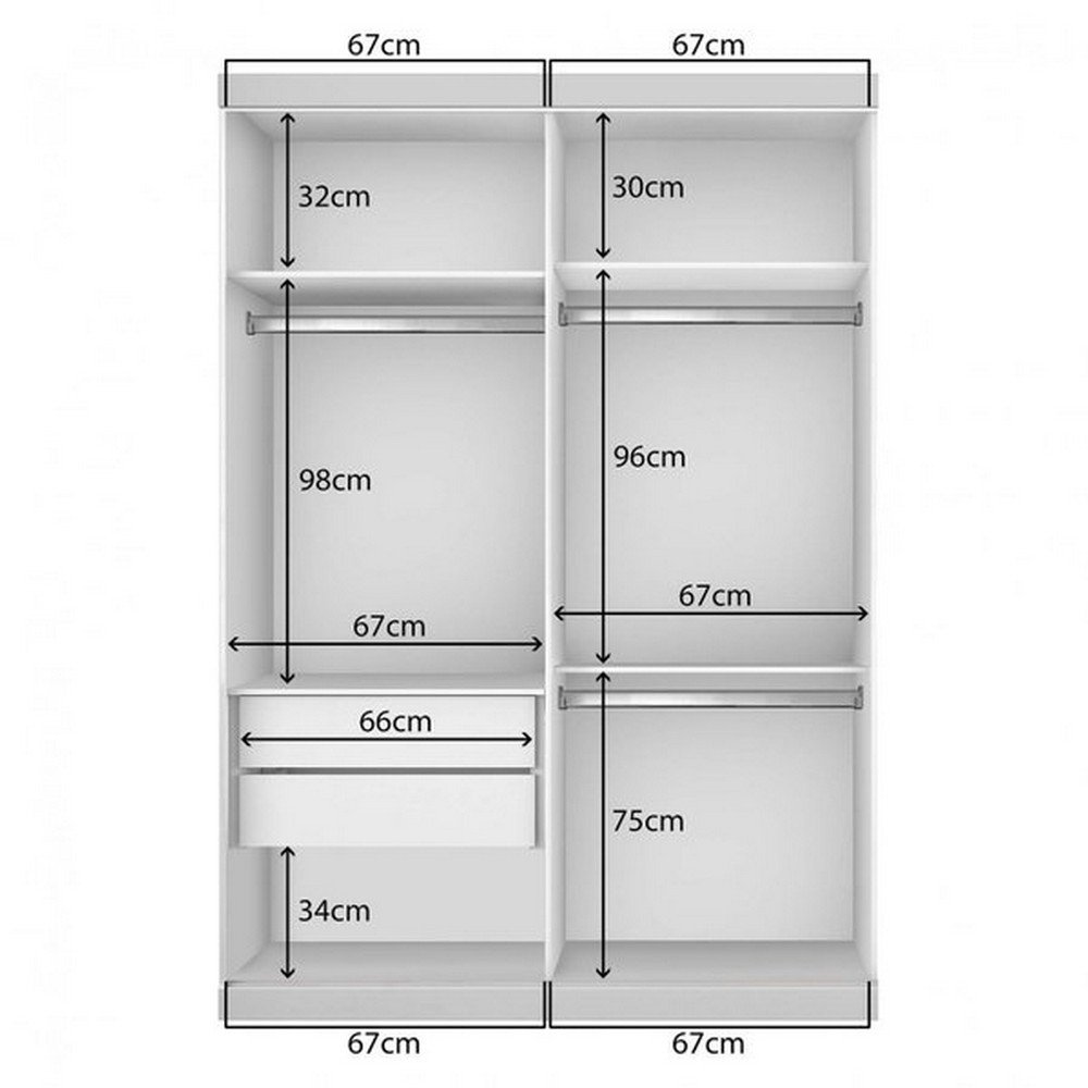 Guarda Roupa Milano com Espelho 2 Portas de Correr Wemov | MadeiraMadeira