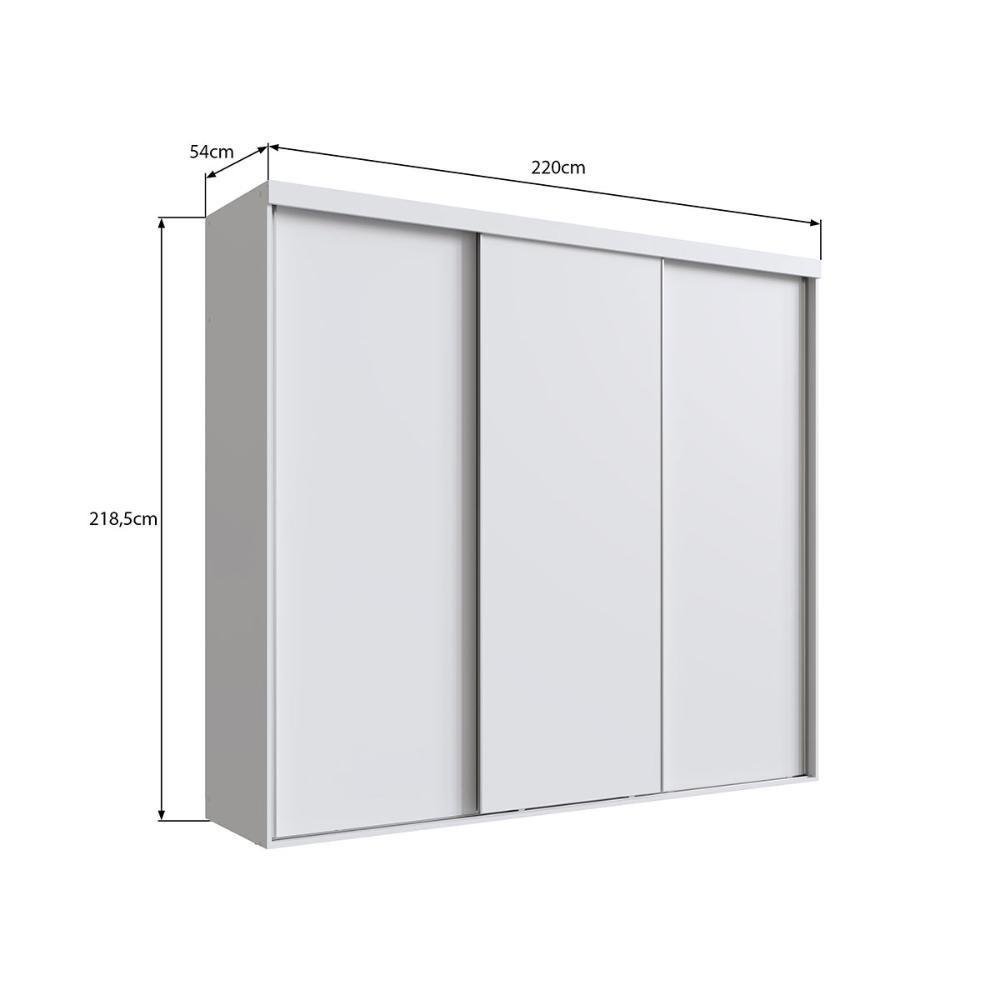 Guarda Roupa 2,2m Casal 3 Portas de Correr C- 4 Gavetas Br Branco ...