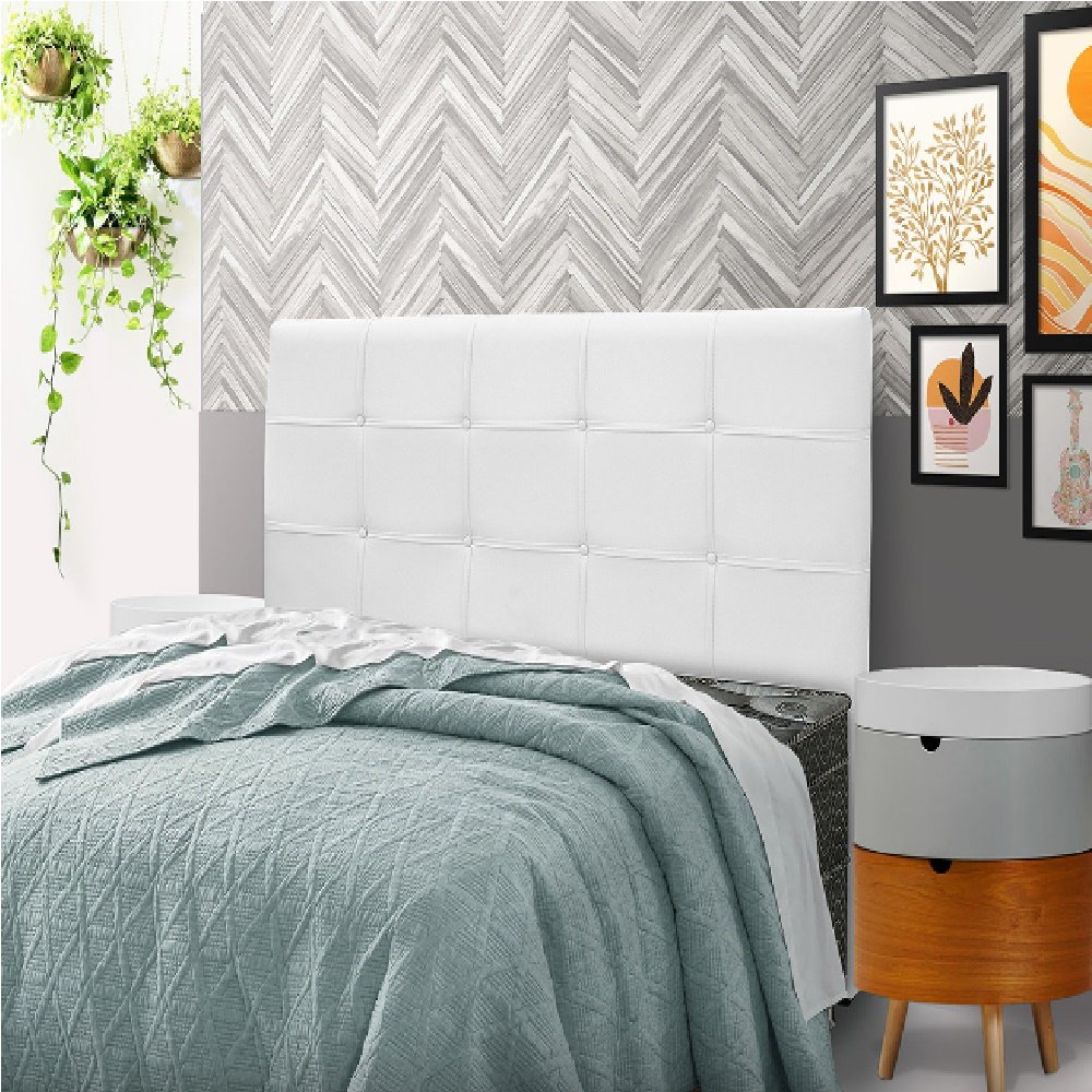 Cabeceira Queen Clean 160cm para Box 158cm Estofada em Corano Branco ...