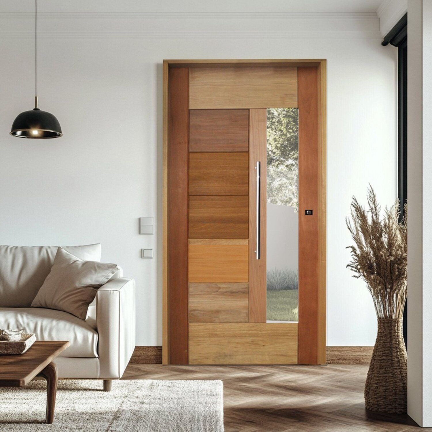 Porta com Visor Mista Batente Misto 14 Puxador Barra Chata 110 X 210cm Esquerdo Rodam Bbb ...