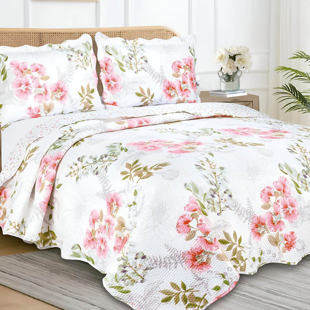 Kit Colcha Queen 3 Peças Camesa Garden Floral | MadeiraMadeira