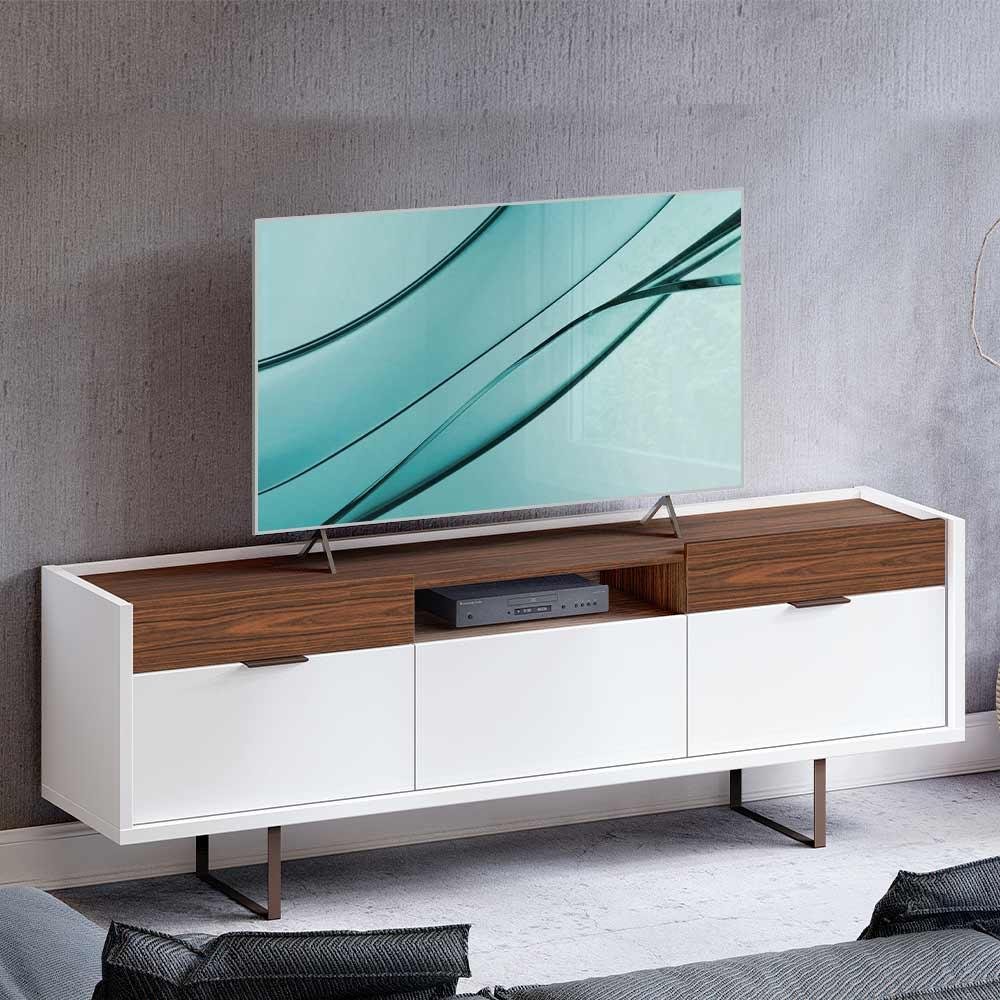Rack De Sala Moderna TV 60 Polegadas Branco Dakota Casa D | MadeiraMadeira