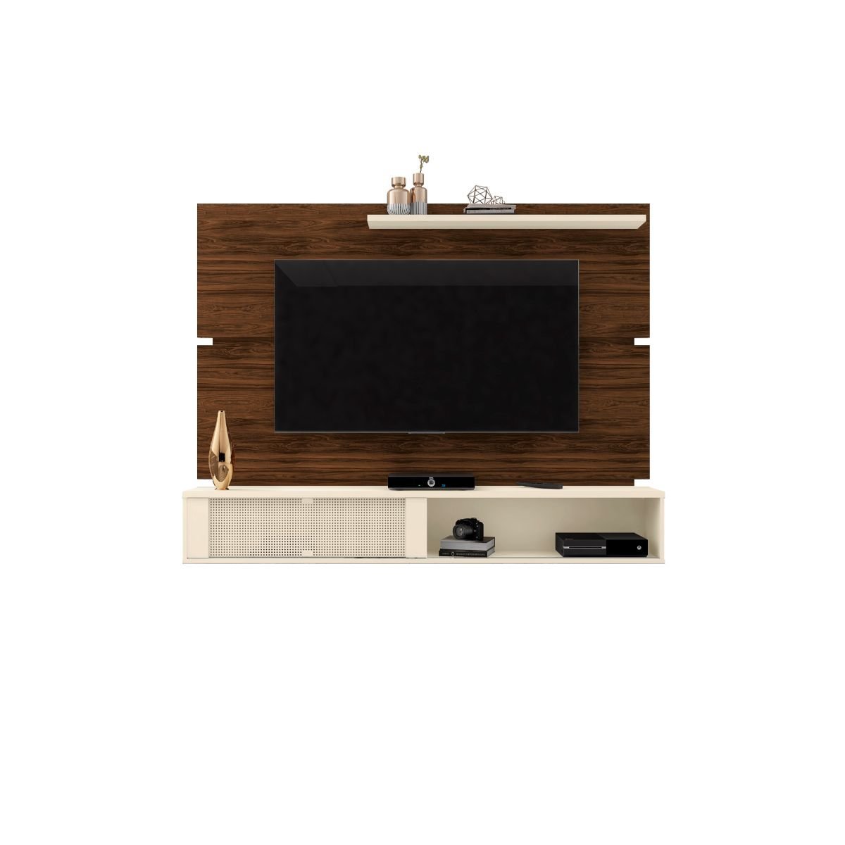 Home Suspenso Dom para TV até 75 Polegadas - Palisandro / Off White | MadeiraMadeira