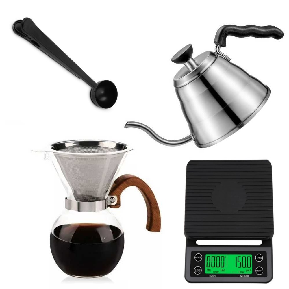 Kit Barista para Café Profissional Chaleiro Passador Balança ...
