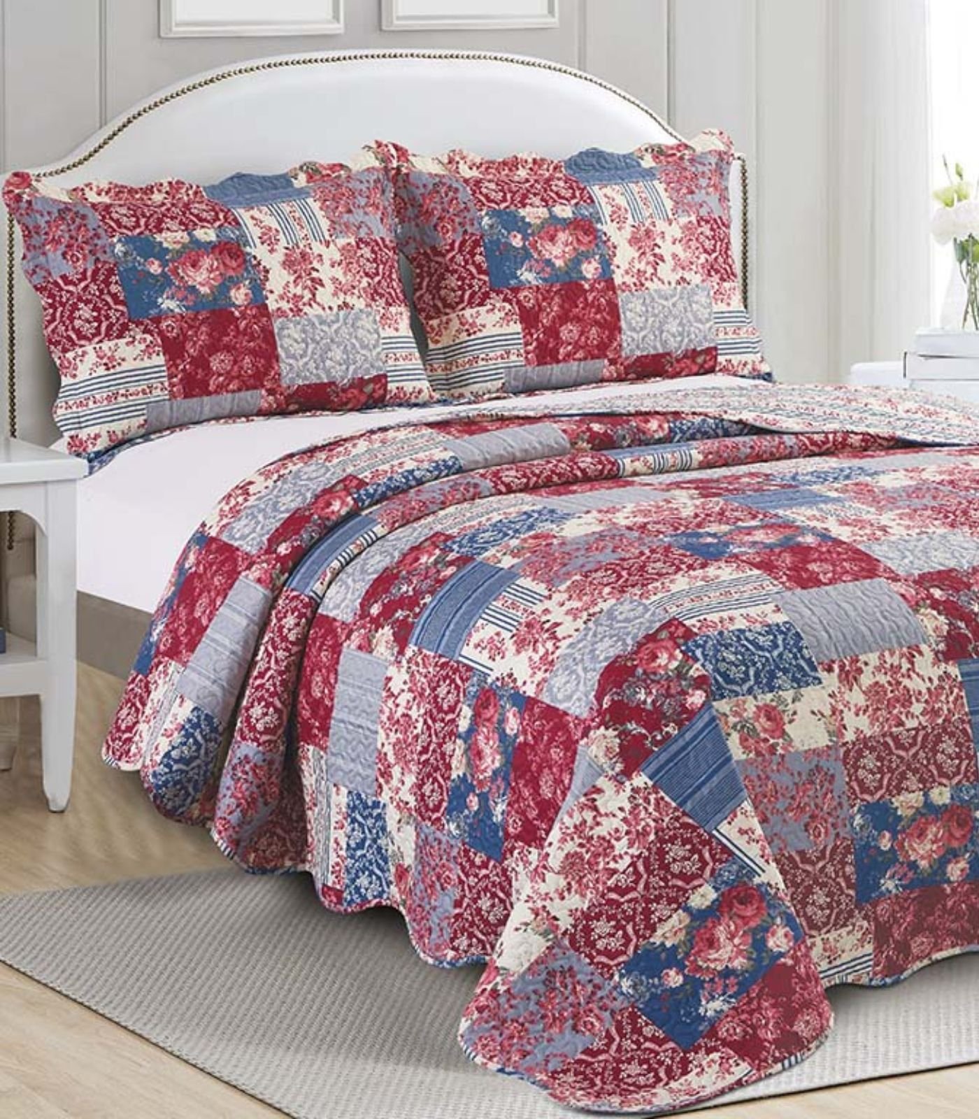 Jogo De Colcha Evolution Patchwork Solteiro Camesa Vermelho UN | MadeiraMadeira