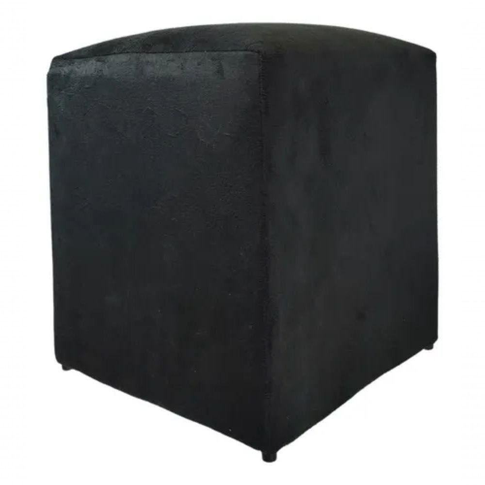 Puff Quadrado Decorativo Cubo Suede Preto | MadeiraMadeira