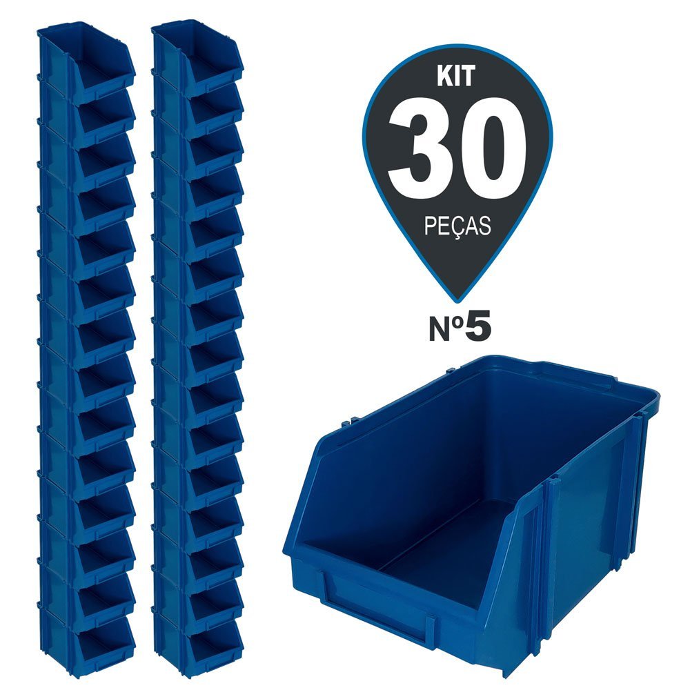 Kit Com 30 Gaveteiros de Plástico Organizador Bin Nº 5 - Azul ...