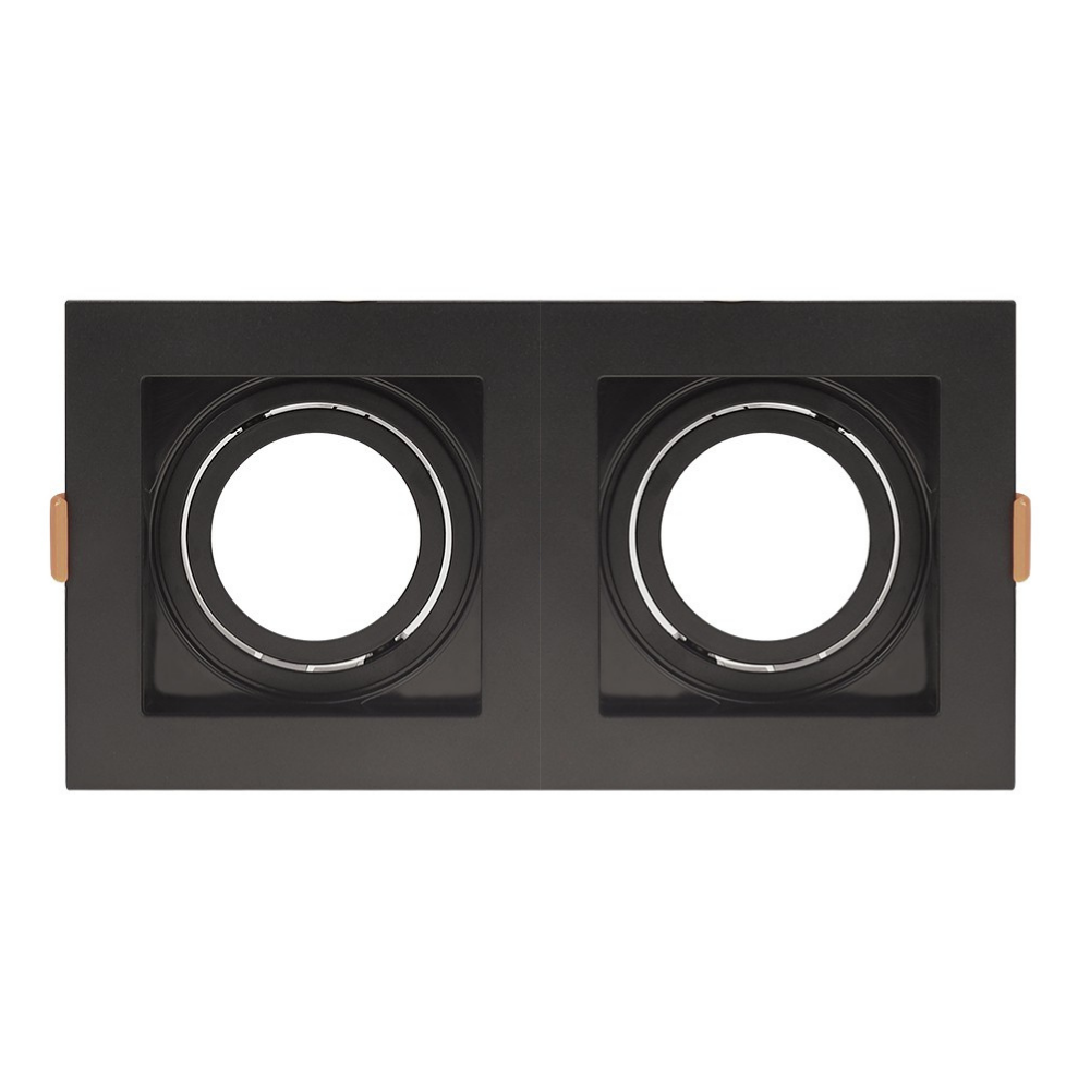 Spot de Embutir Quadrado Recuado Duplo Par 20 Direcionável Preto | MadeiraMadeira