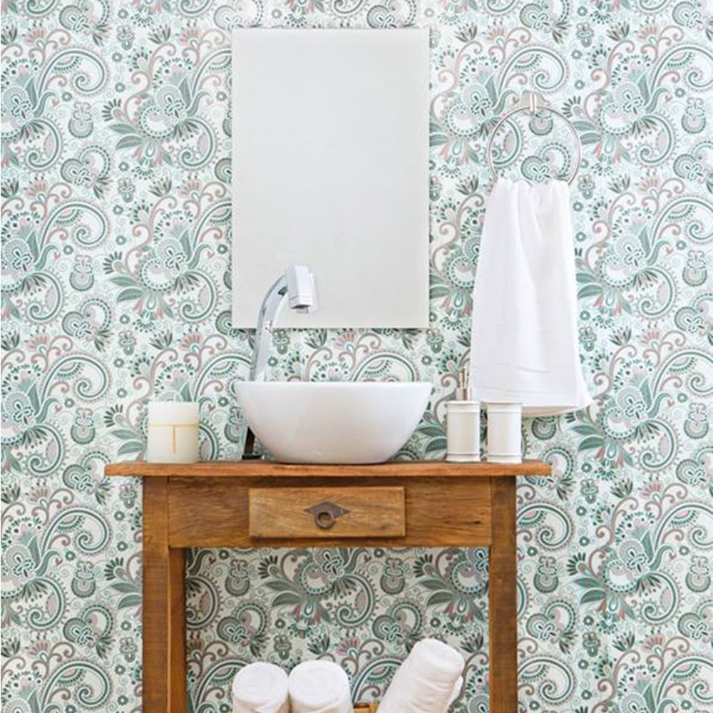 Papel de Parede Adesivo Floral Verde 22 0,48x2,5m | MadeiraMadeira