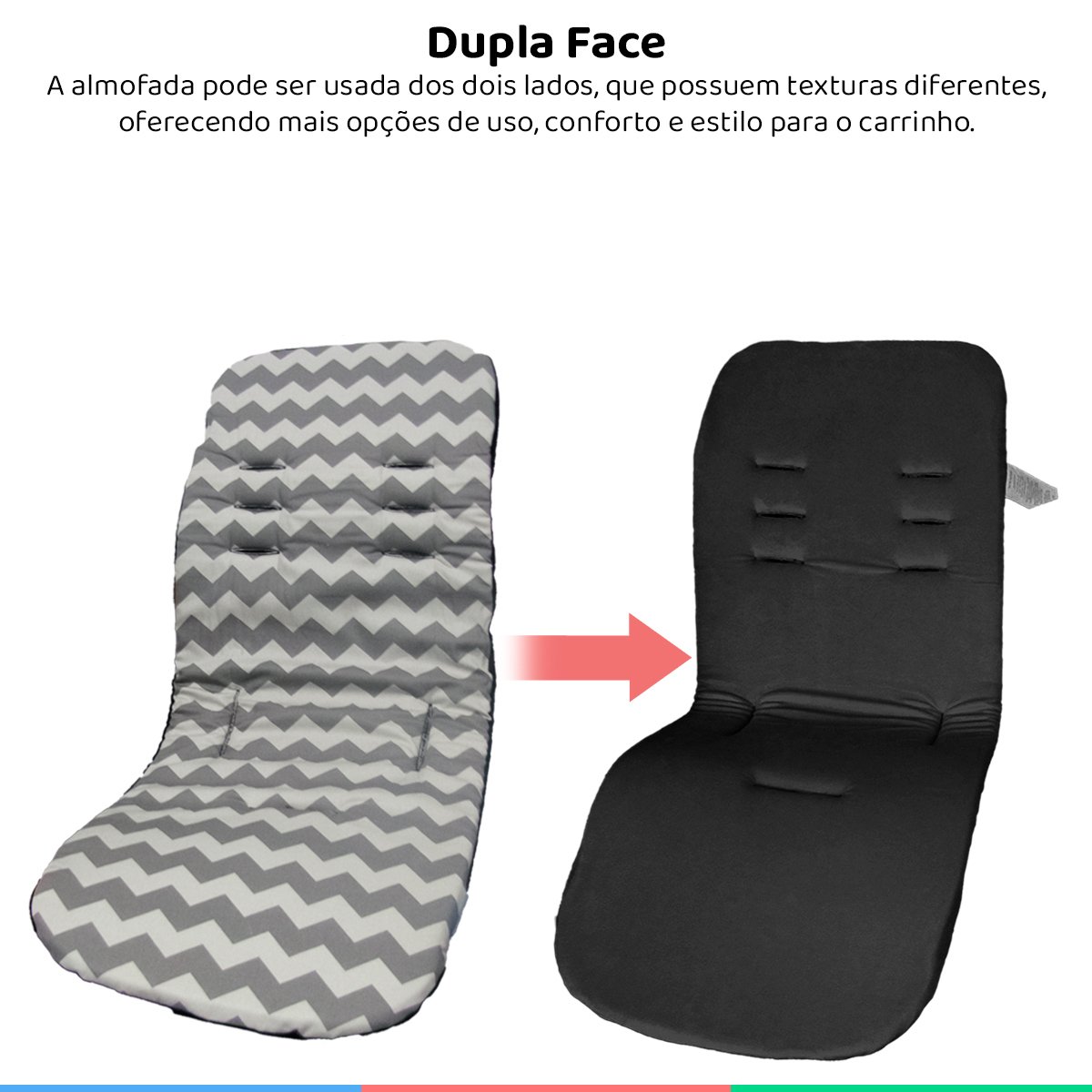 Almofada de Carrinho Bebê Infantil Tamanho Universal Dupla Face Clingo ...